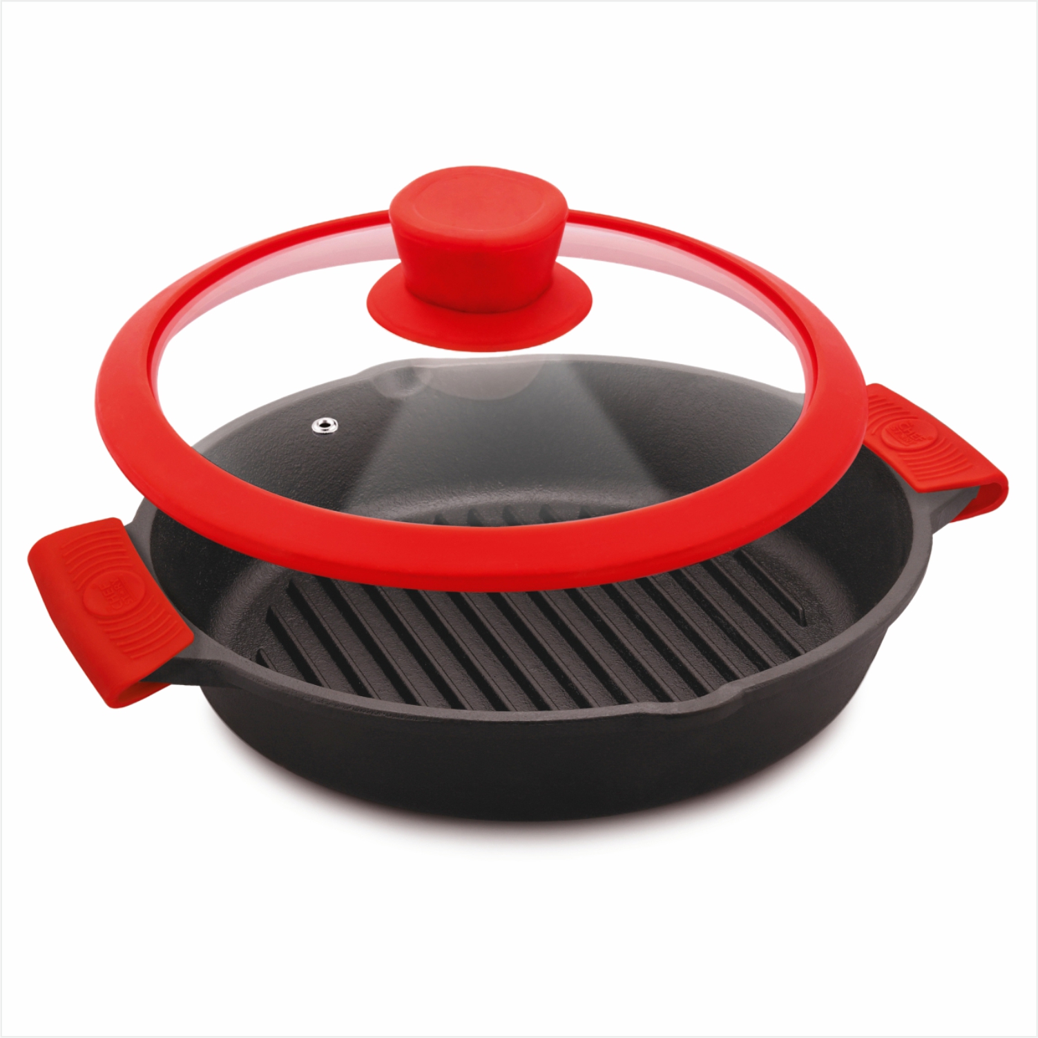 Cast Iron Grill Skillet w/ 26cm Lid: Lifetime Warranty & Searing